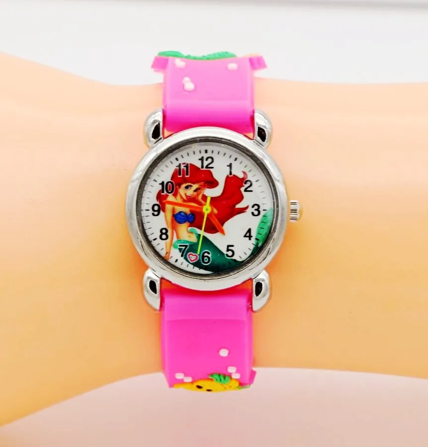 NEW 3D Cartoon kids students Watch cute The little mermaid 1pcs/lot ...