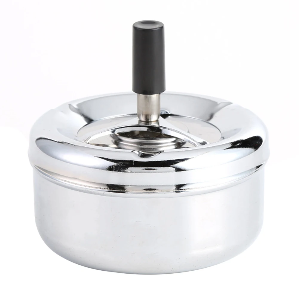 Round Push Down Cigarette Ashtray Stainless Steel Tabletop Ashtray with ...