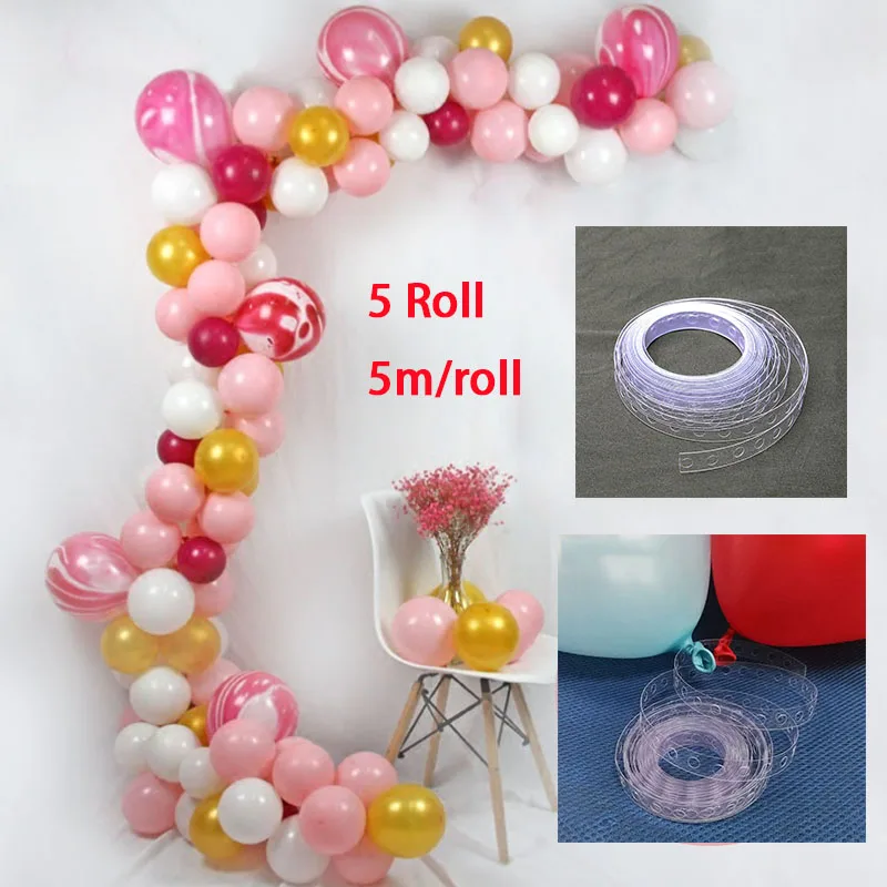 5 roll *5m/roll Plastic Balloon Chain Festival Wedding Party Birthday ...