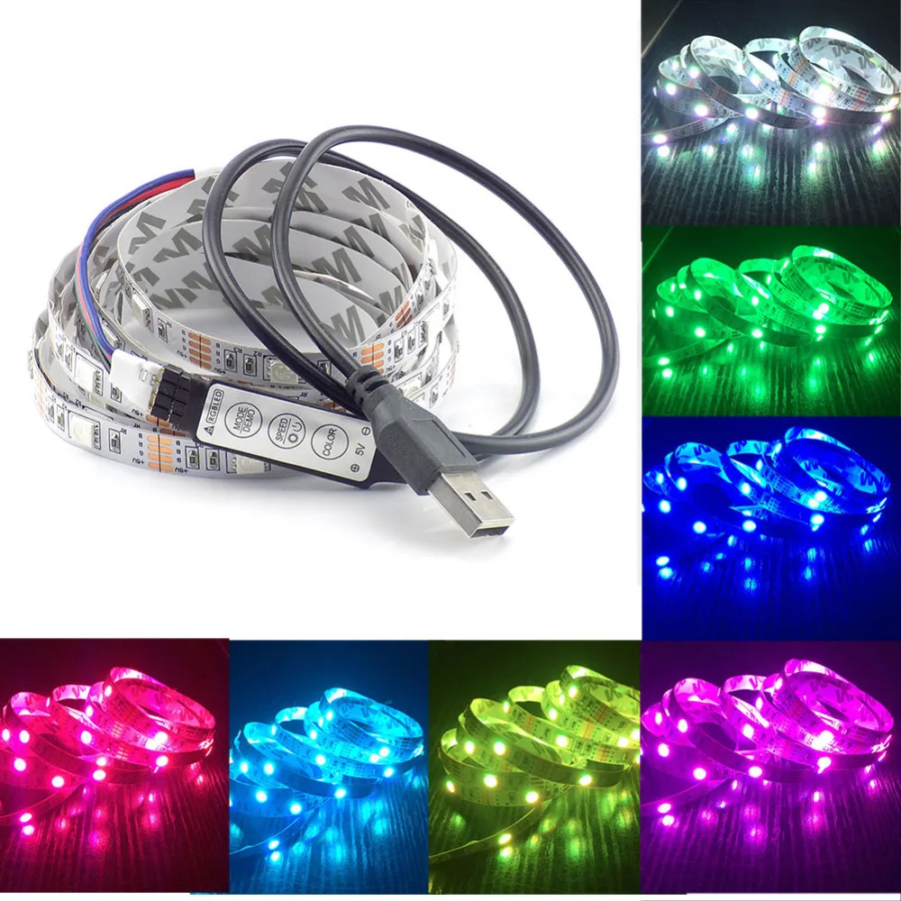5V USB LED Strip Light 5050 RGB Tape Flexible Ledstrip TV background ...