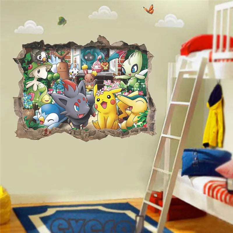 Removable Game Cartoon Pokemon Pikachu Art Vinyl Wall Stickers Decals ...