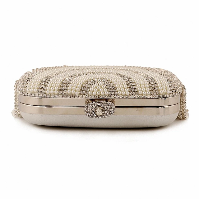 Fringe Rhinestones and Pearls Clutch