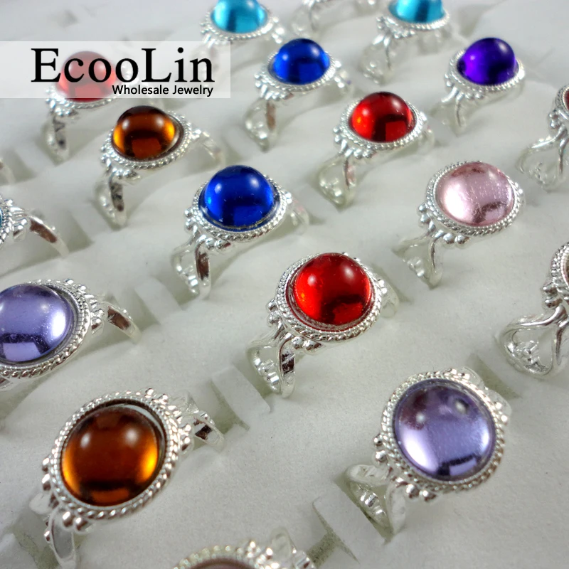 30Pcs-Mix-Color-Silver-Plated-Crystal-Ring-For-Children-Boys-Girls-Kids ...