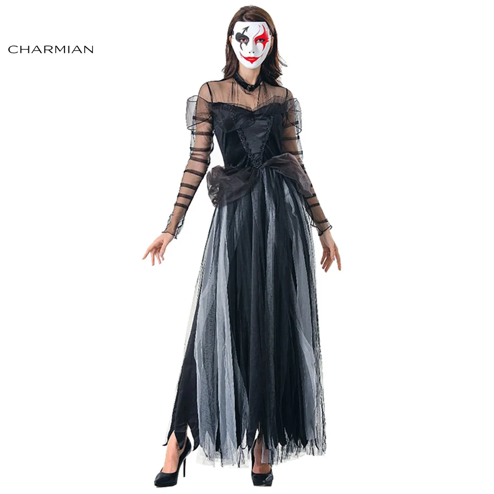 Charmian Deluxe Ghost Bride Costume for Women Halloween Ball Gowns ...