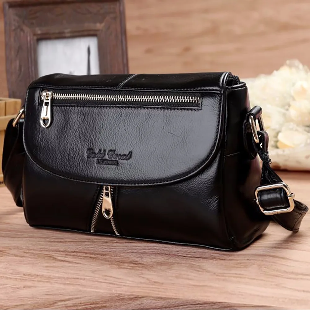 Real Cowhide Genuine Leather Women Single Shoulder Bag Fashion Cross ...