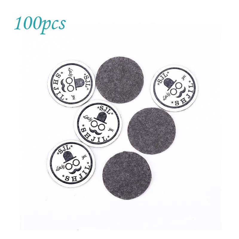 100pcs Handmade Mr. Beard Pattern Pu Leather Tags Round Embossed Label ...