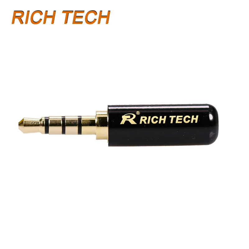 100pcs/lot Copper Audio Jack 3.5mm 4 Poles Stereo Male Plug Wire ...