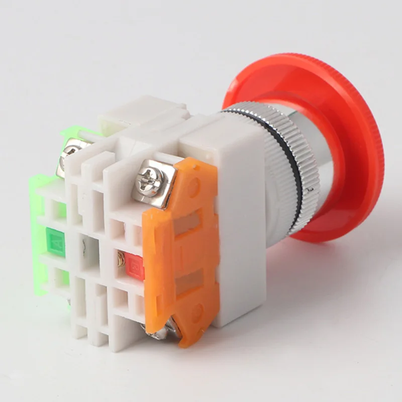 1NO 1NC DPST Emergency Stop Latching Push Button Switch 10A Mushroom ...