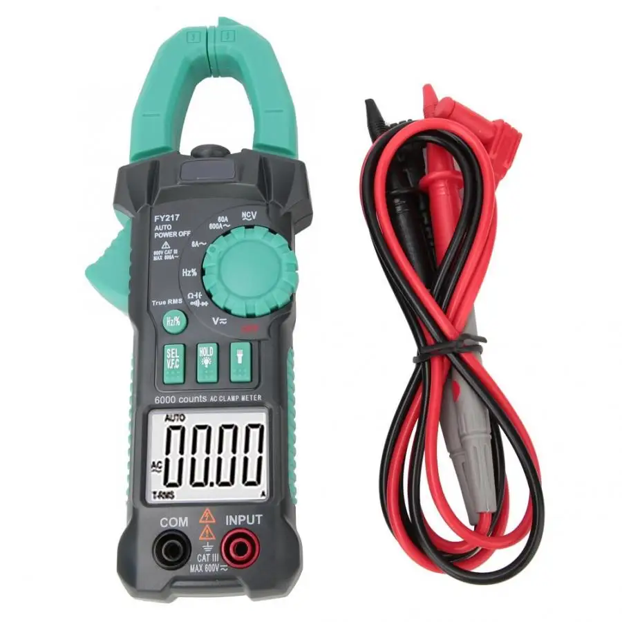FY217 NCV Multímetro True RMS Digital Clamp Meter AC DC Gama Automático ...