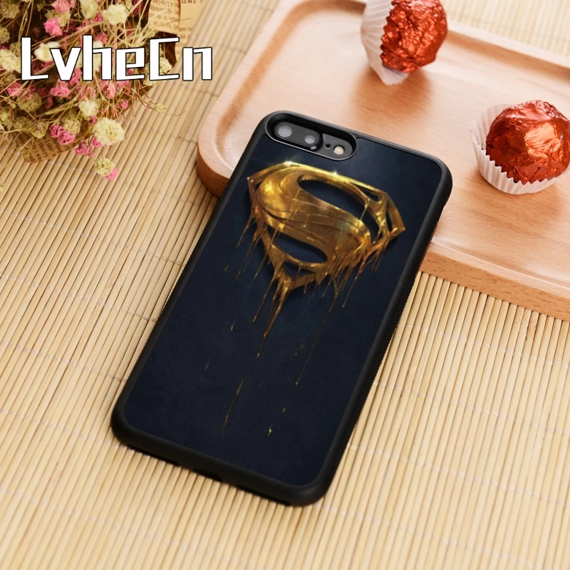 LvheCn Cool Gold Superman Logo Phone Case Cover For iPhone 5 6 6s 7 8 ...