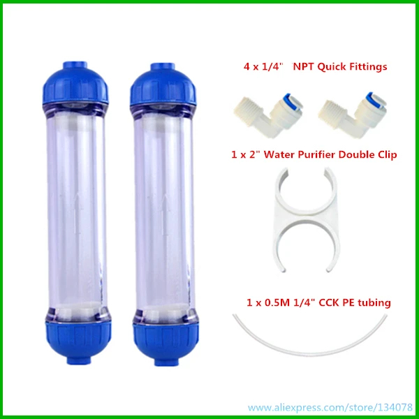 2PCS Empty Transparent 10" Refillable InLine Water Filter Housing ...