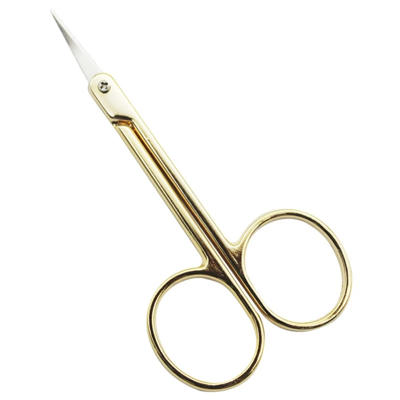 Slim Sharp Tip Makeup Eyebrow Scissors Stainless Steel Curved Tip ...