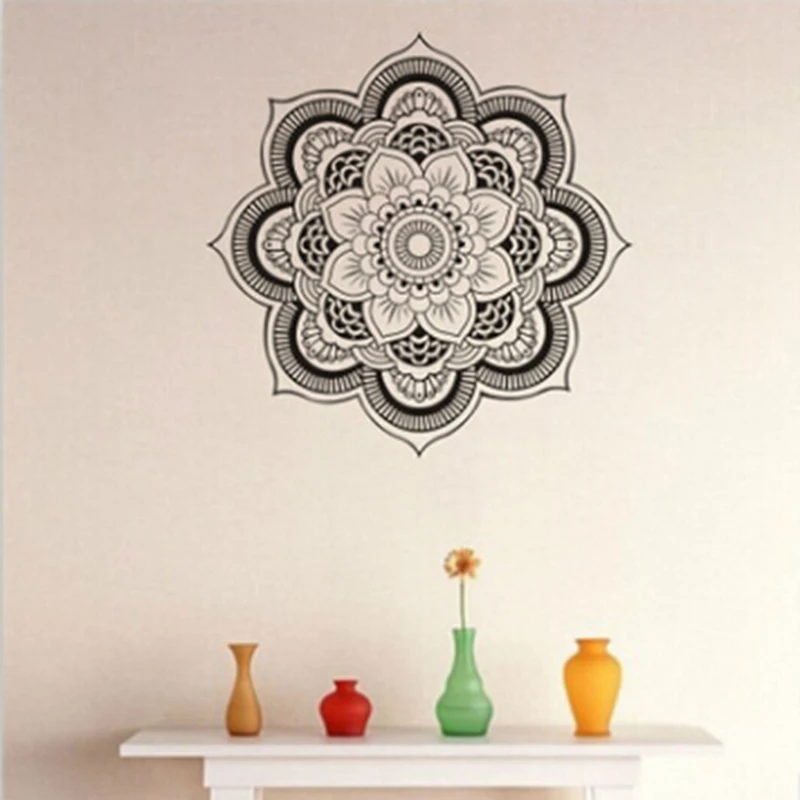Mandala Wall Stickers Meditation Yoga Glass Window Wall Decals Datura Buddha Om Symbol Removable ...