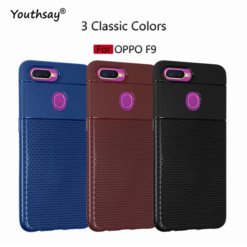 sFor Case OPPO F9 Cover Triangle Grid Texture Soft TPU Phone Case For ...