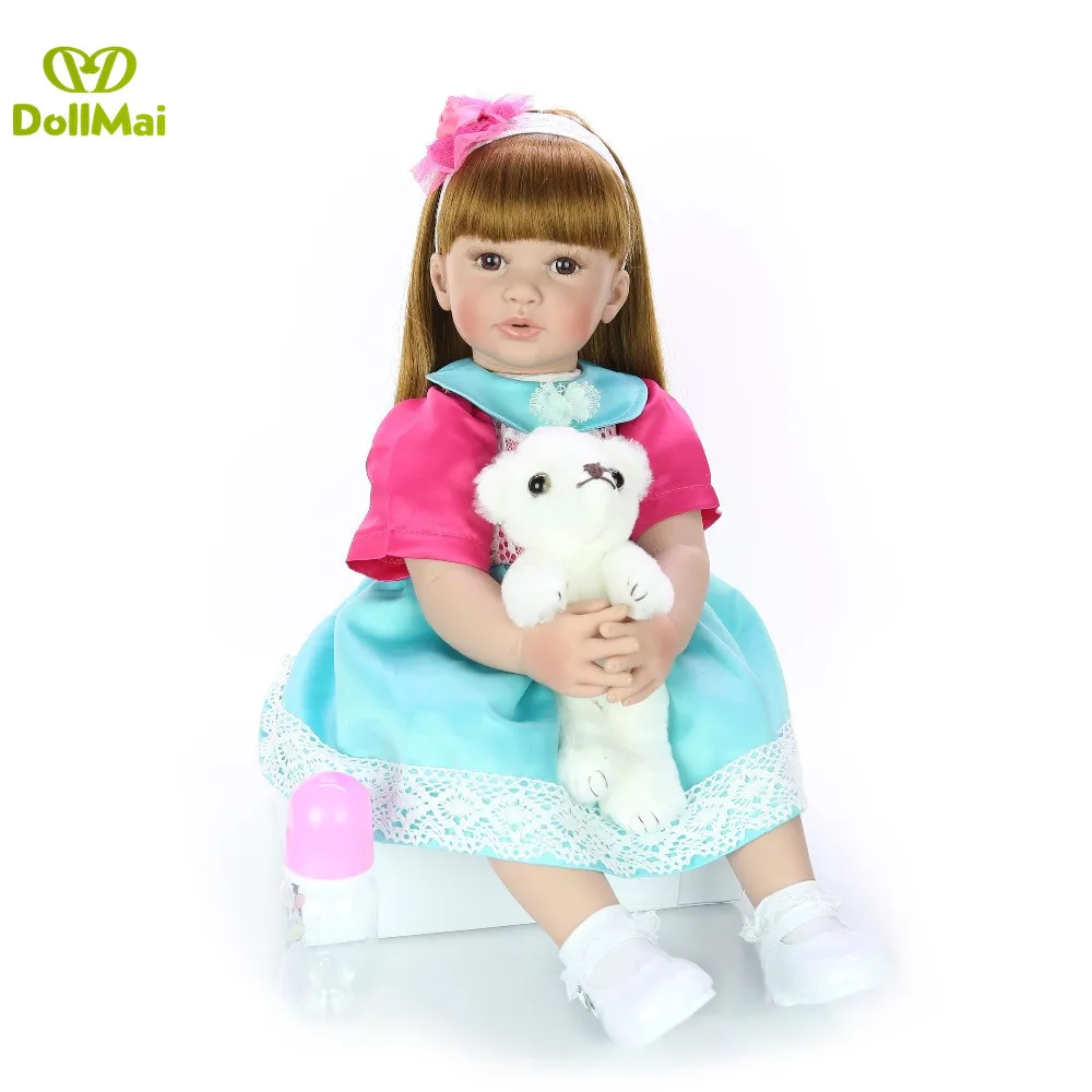 60cm Silicone Reborn Toddler Toy 24" Lifelike Vinyl Princess Girl Baby ...