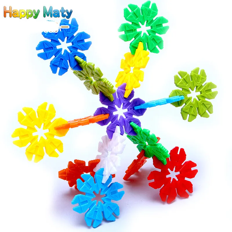 160pcs Kids Plastic Snowflake Building Blocks Christmas Gift ...