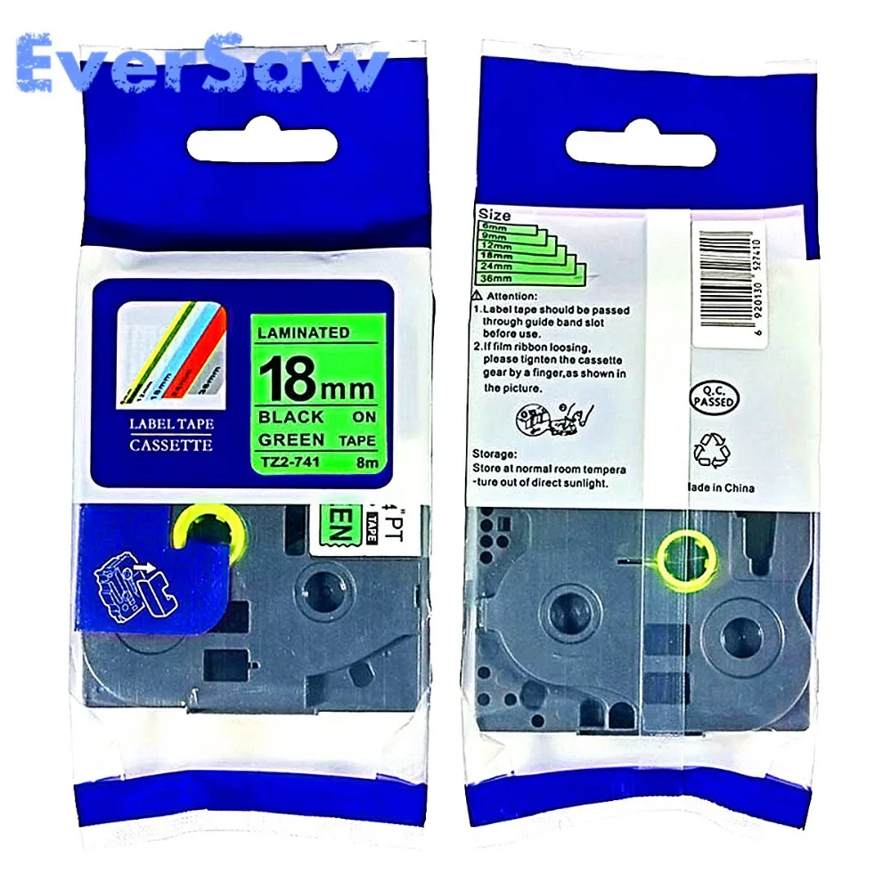 6pcs/lot TZE 741 TZ 741 TZE741 tz2 741 tze 741 BLACK ON GREEN LABEL ...