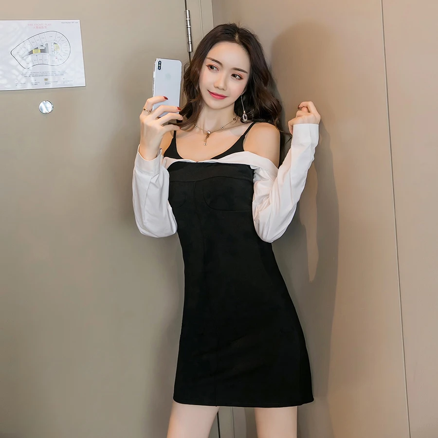 fashion brands Women's Clothing spring style Fake two pieces party ...