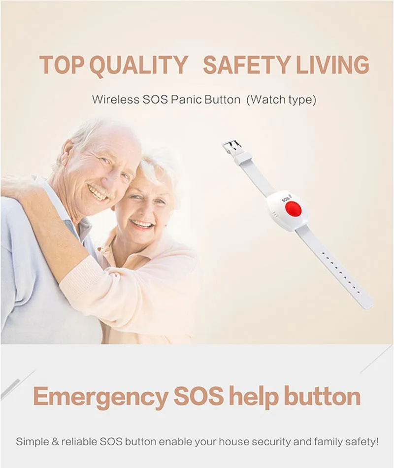 EM-70 wireless wristband panic button Emergency call button, SOS button ...