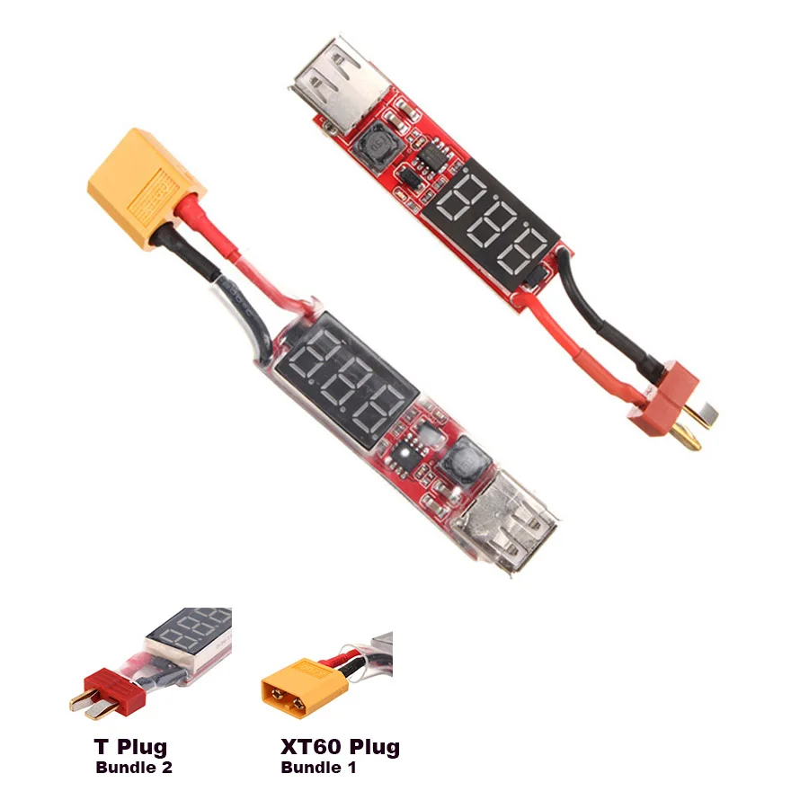 2 6S LiPo Battery T XT60 Plug to USB Converter Digital Display LiPo ...
