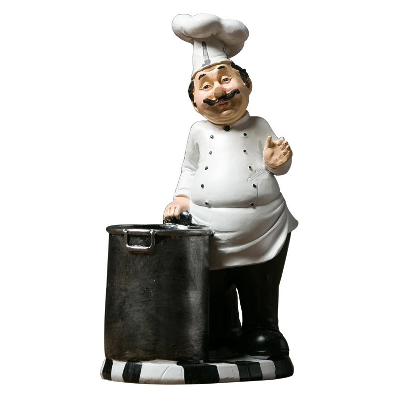 Resin Kitchen Chef Figurine Cake Bakery Chef Miniature Cook Statue Home ...