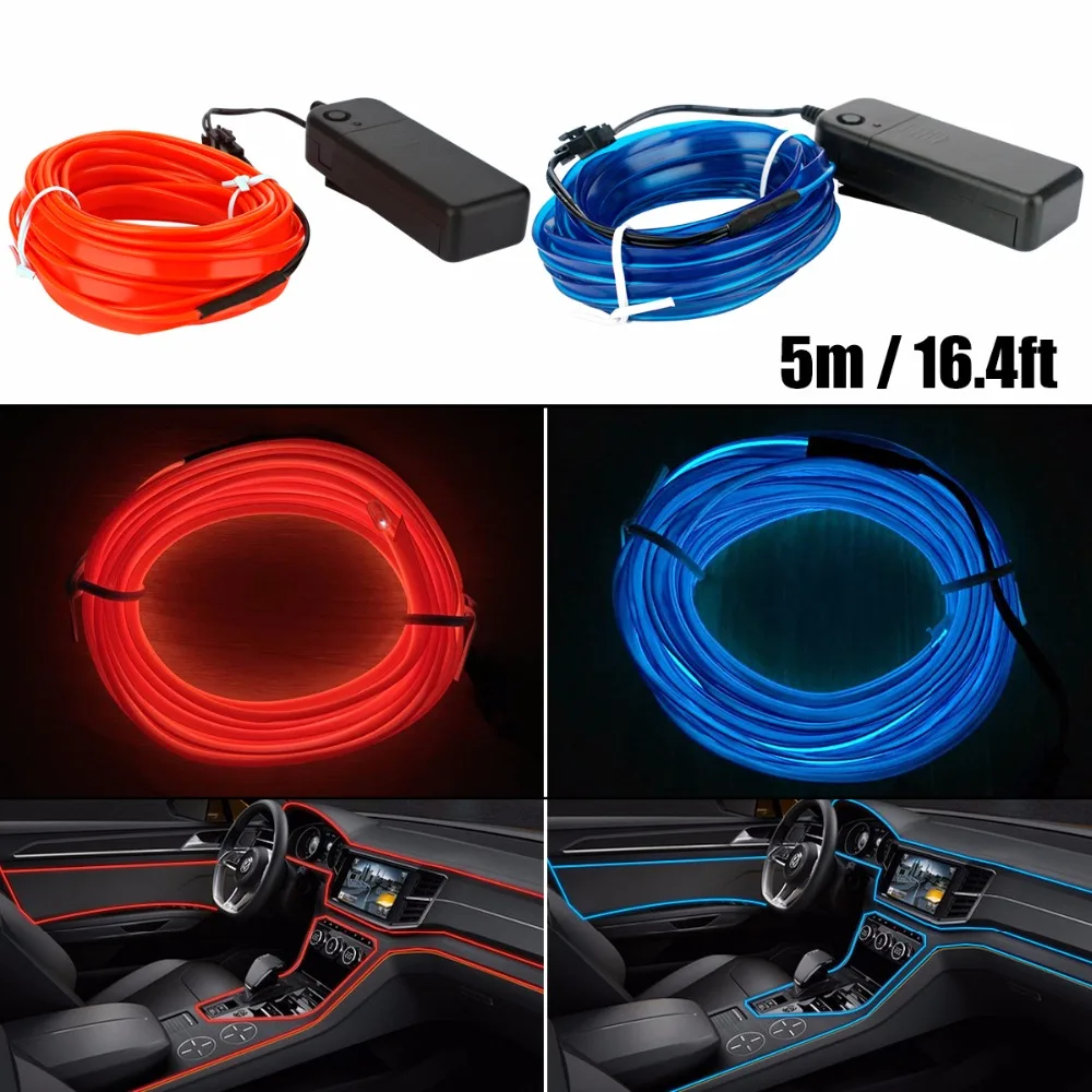 5m Car Stickers LED Neon Light Interior Mouldings Decor Light Lamp ...