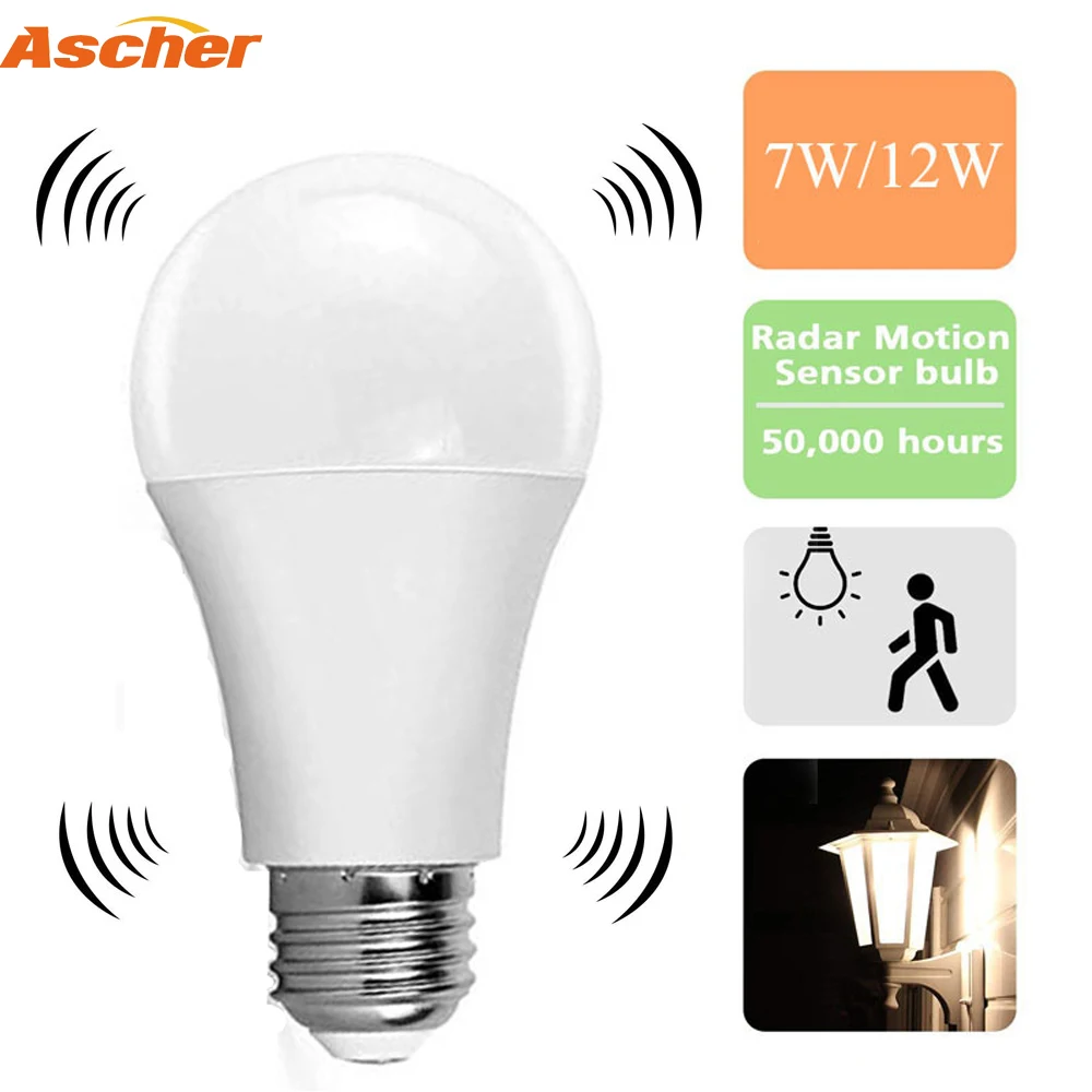 Led E27 Pir Motion Radar Sensor Lamp Auto Smart Infrared Body Sound ...