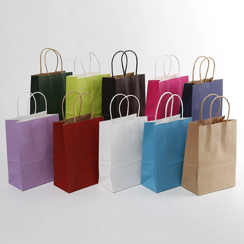 Multicolor 10pcs/lot 21x15x8cm With Handle Elegant Color Paper Gift Bag ...