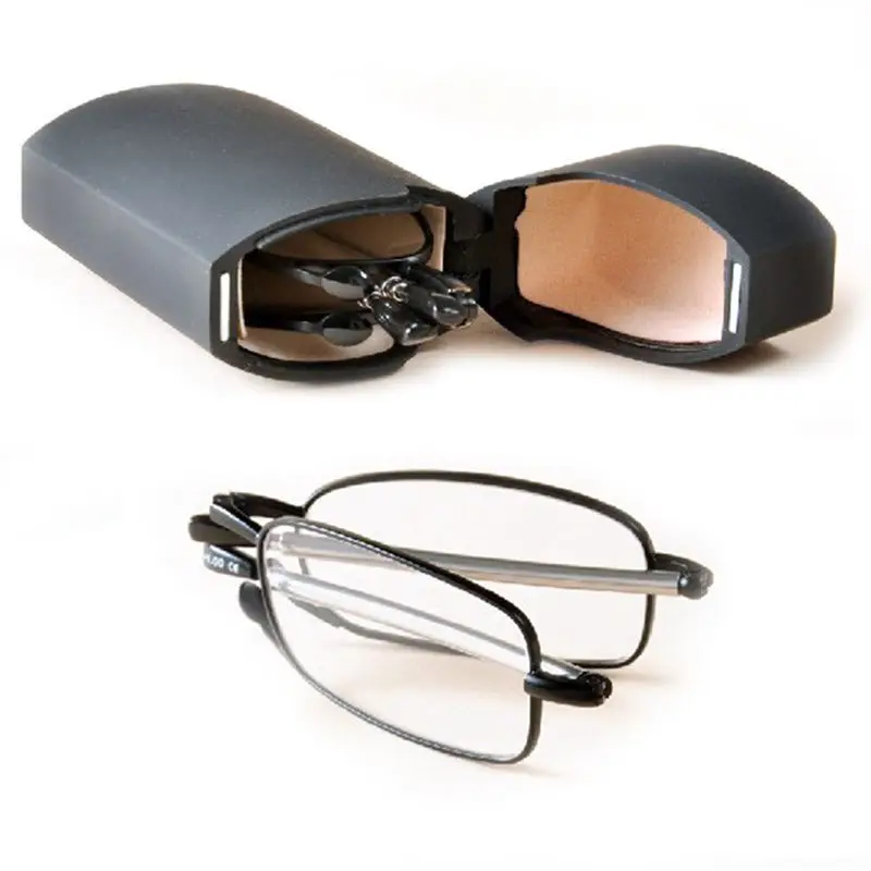 Mini Design Reading Glasses Men Women Small Folding Glasses Frame Black Metal Glasses With