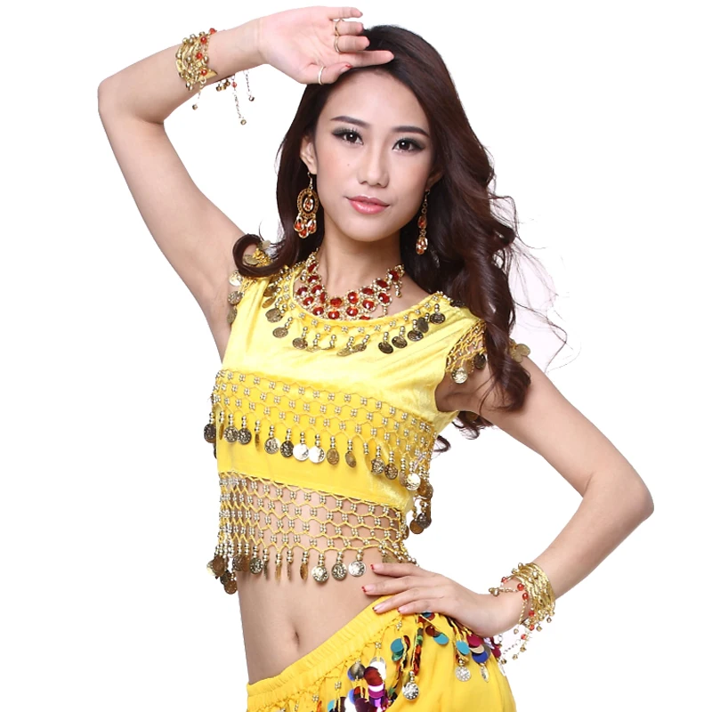 Indian Belly Dance Tops For Women Lady Sexy Gold Coin Velvet Fabric ...
