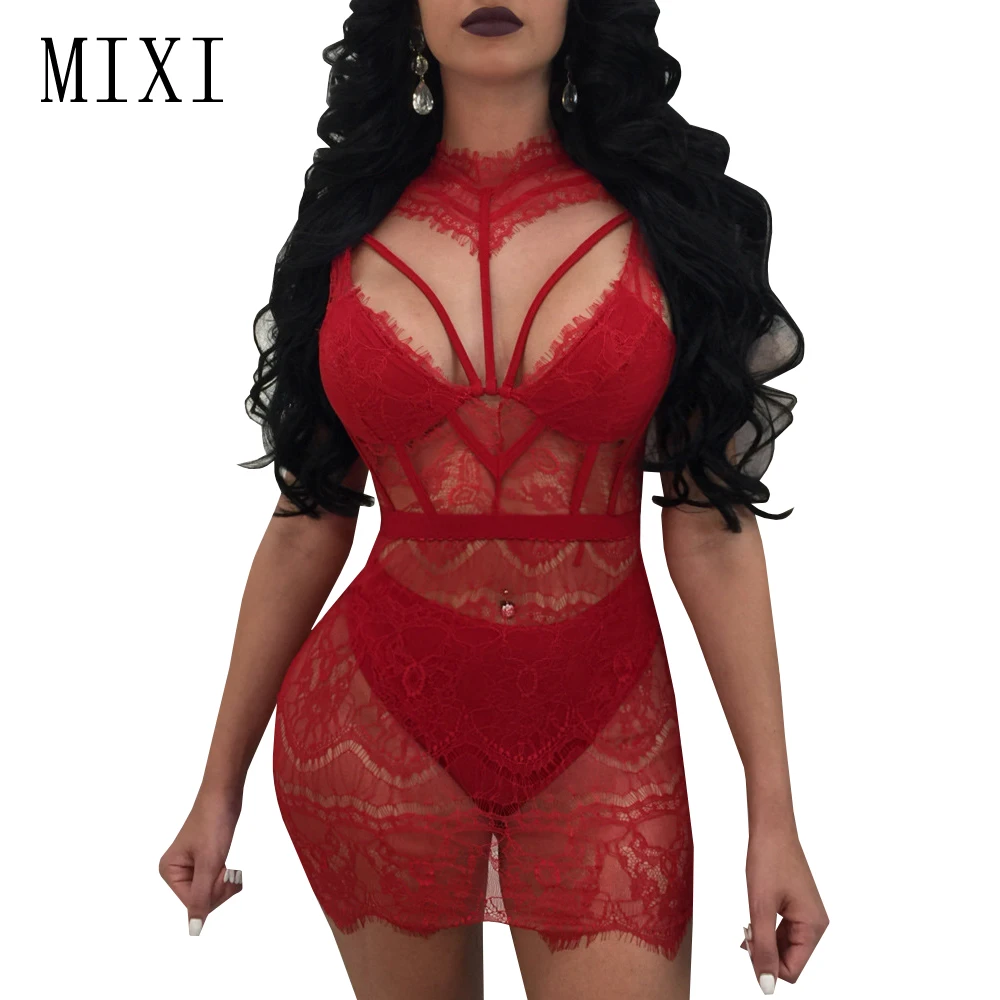 Buy Mixi Women Lace Dress Summer Sleeveless See
