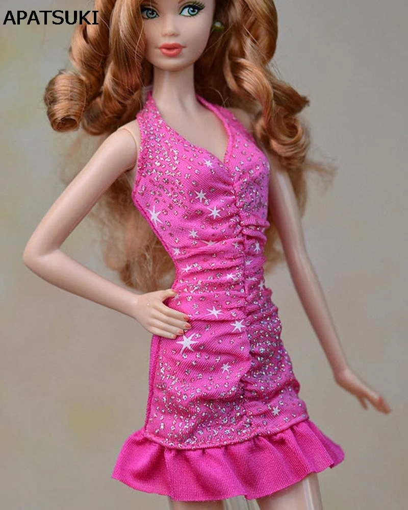 Pink Hand Made High Quality One Piece Short Dress With Flounced Edge ...