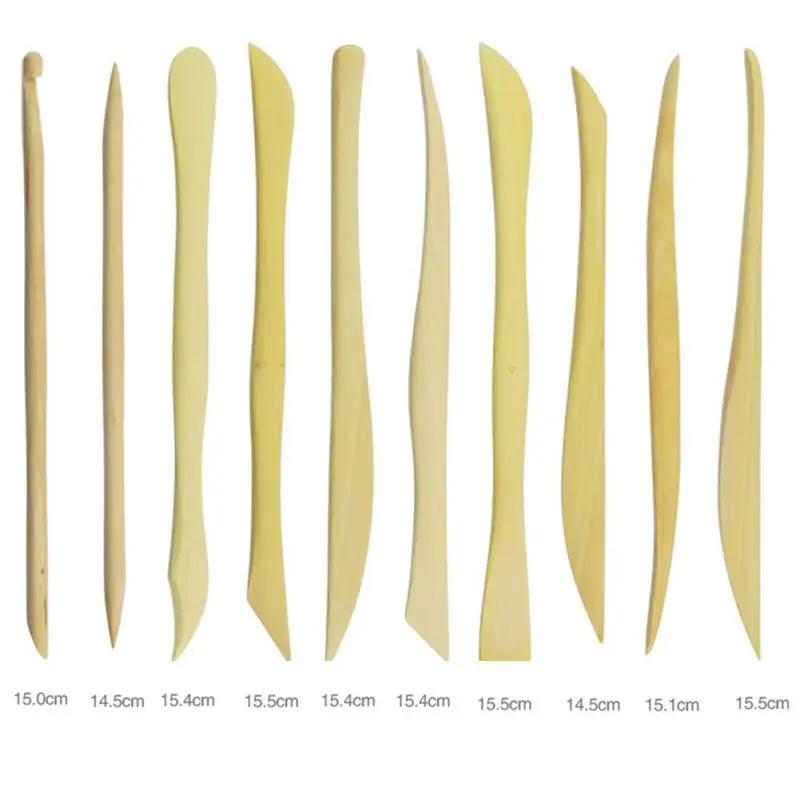 10PCS Wooden Clay Sculpture knife 14.5 15.6cm Pottery Sharpen Modeling Tools Set Wood Knife ...