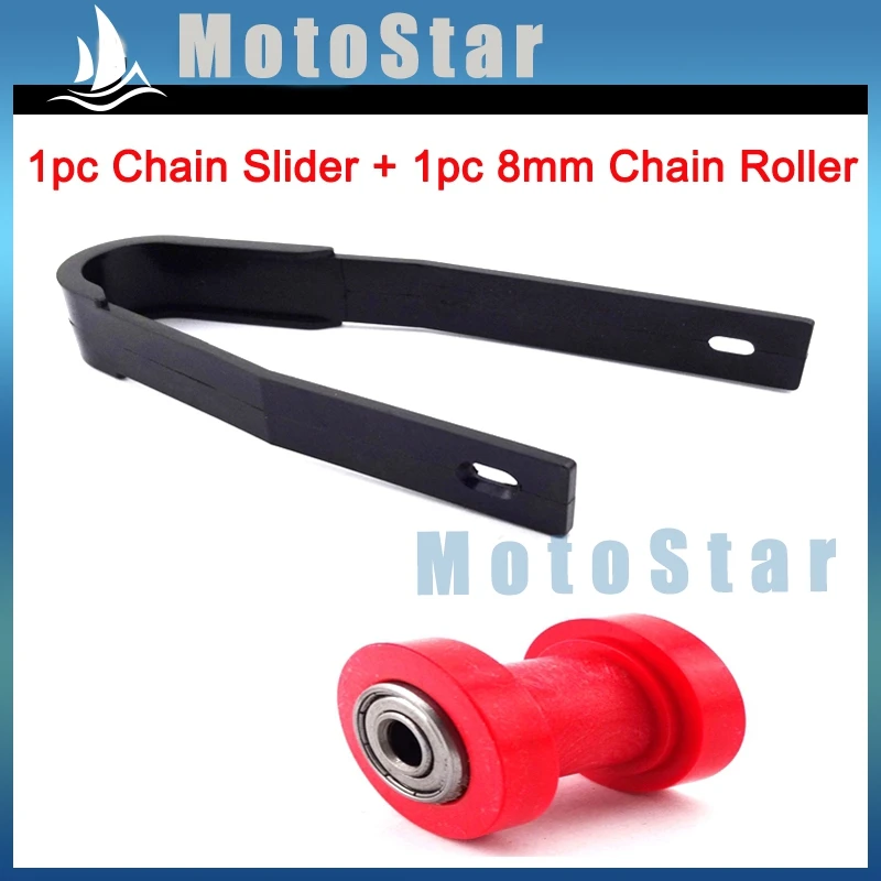 Motorcycle Red 10mm Chain Roller Pulley Tensioner Chain Slider Rear ...
