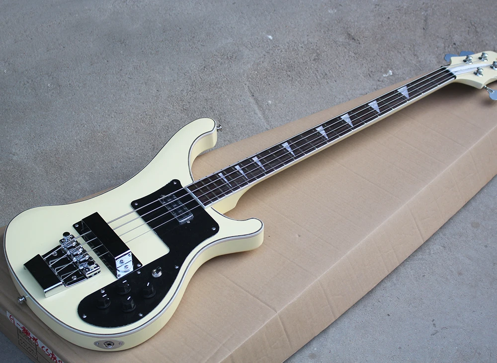 Factory Custom Milk Yellow 4 Strings 4003 Electric Bass Guitar With Rosewood Fretboardblack
