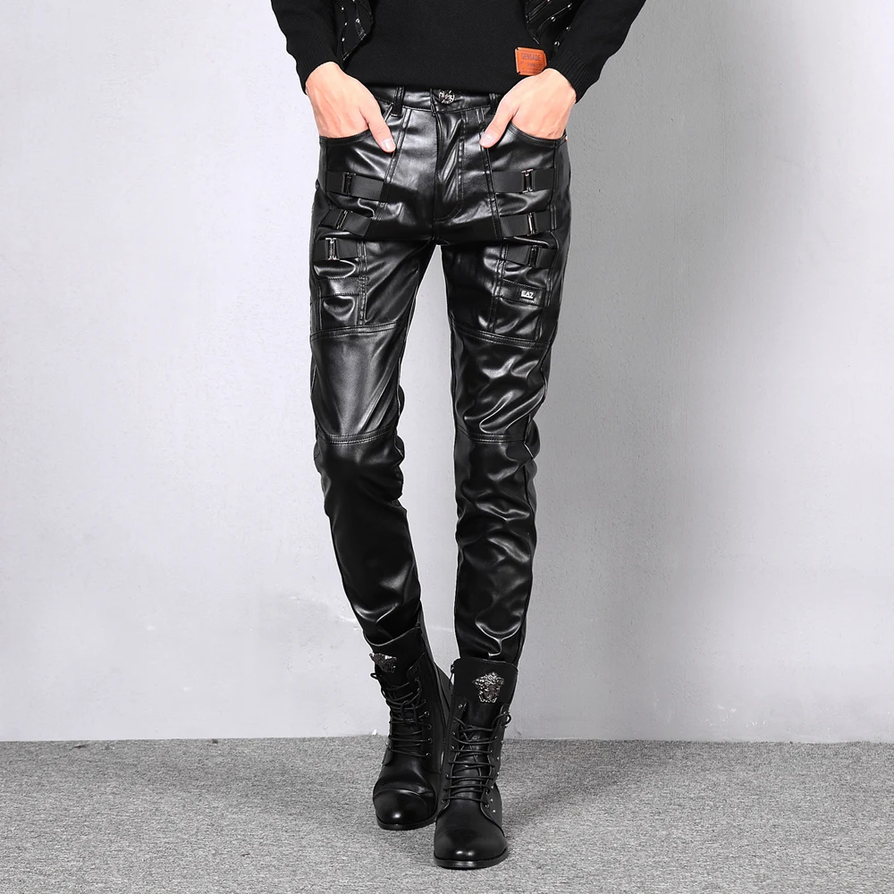 Non Mainstream Metrosexual Nightclub Pu Faux Leather Pants Mens Fashion