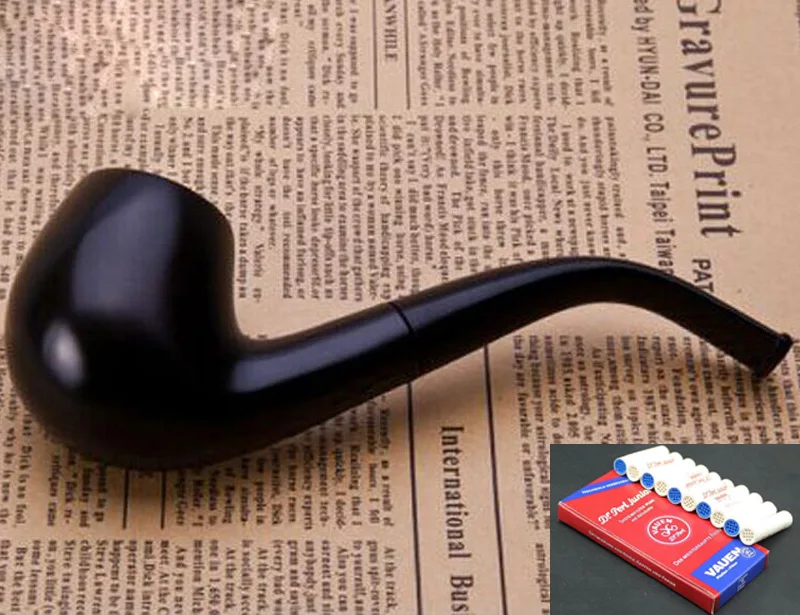 Pipe à fumer au tabac noir en bois d'ébène naturel fait à la main ...