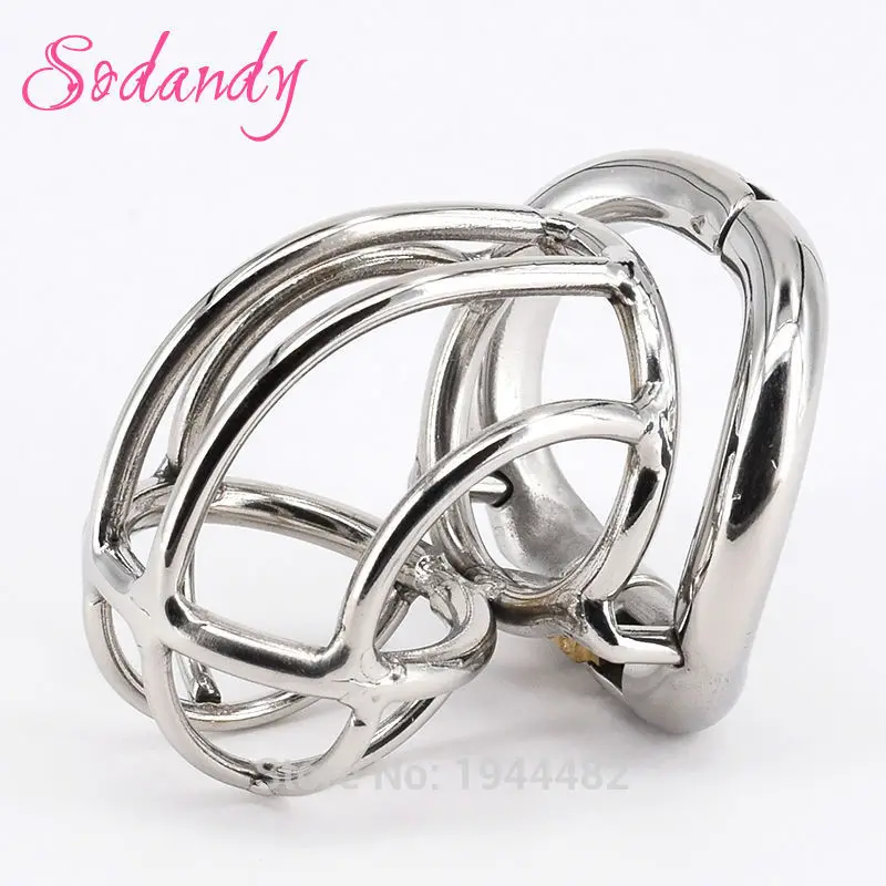 Sodandy Chastity Devices Male Cock Locking Stainless Steel Chastity Belt Metal Cock Cage Bondage