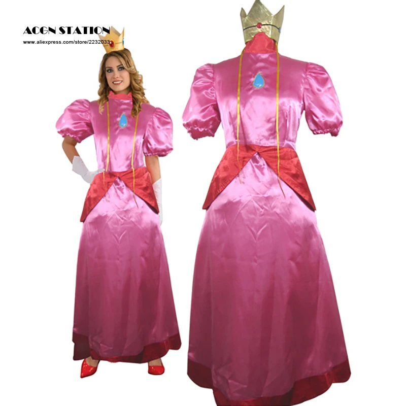 2018 ACGN Free Shipping Pink Super Mario Bros Dress Peach Princess ...