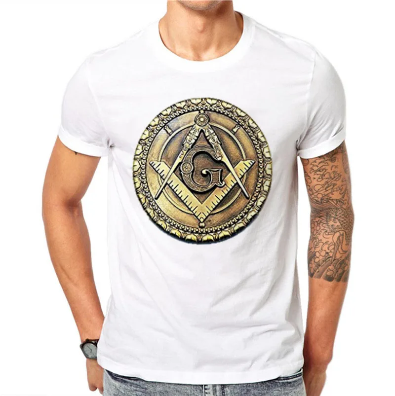 100% Cotton Freemasonry Badge Masonic G Design Summer Cool Men T Shirts ...