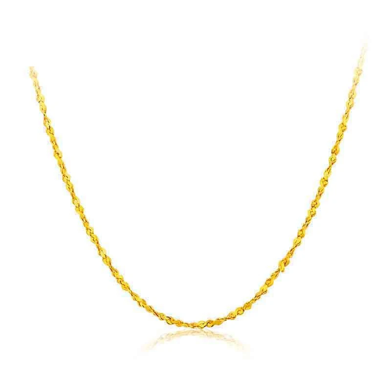 Solid 24K Yellow Gold Necklace Women Full Star Necklace Chain 3.48g ...
