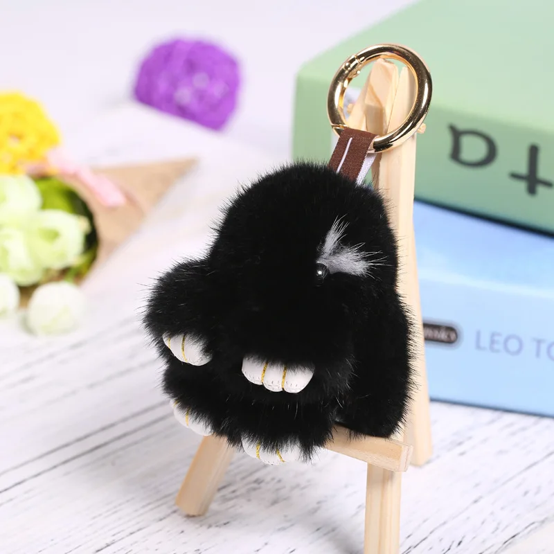 Mink Fur Rabbit Keychains Rabbit Pendant Car Keychain Bag Charm Jewelry ...
