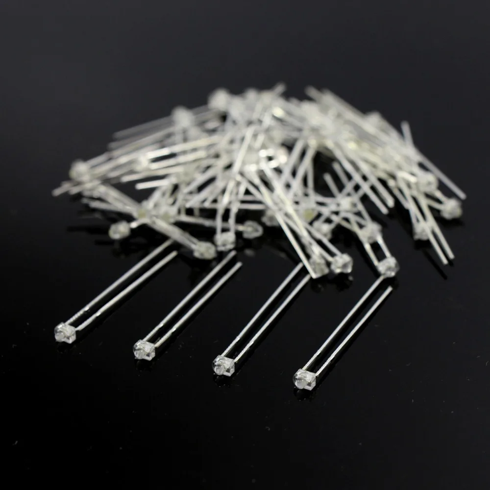 50PCS 1.8mm Bright White LEDs 15000mcd & Free Resistors LED1.8W model ...