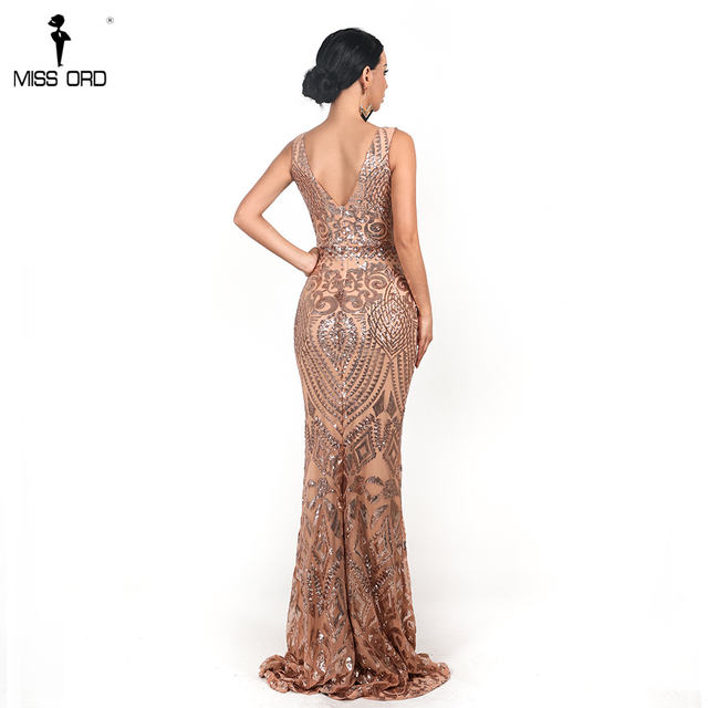 2019 Sexy Women V-Neck Long Sleeveless Sequin prom Dress Retro geometry ...