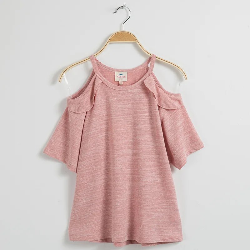 Girls-Summer-Shoulderless-Tops-Korean-Kids-Cotton-T-shirts-Children ...