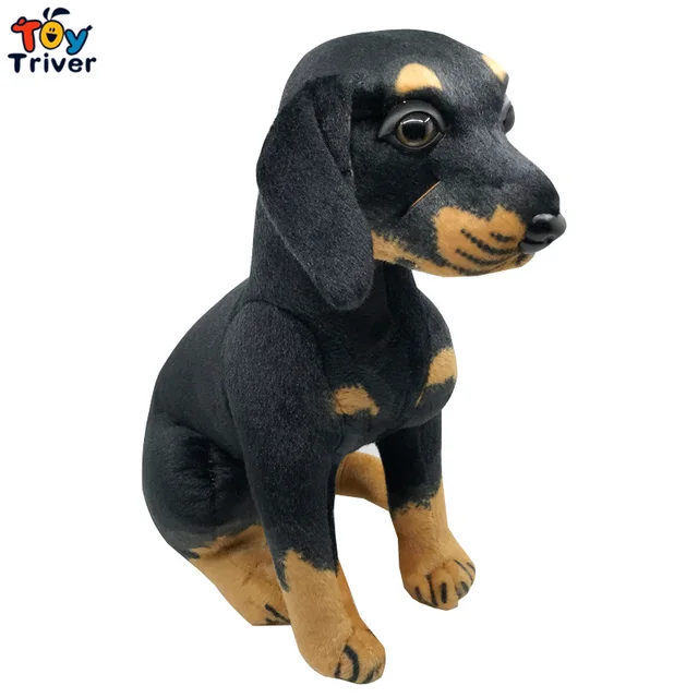 Quality Plush Simulation Black Dog Puppy Toy Stuffed Animal Doll Kids ...