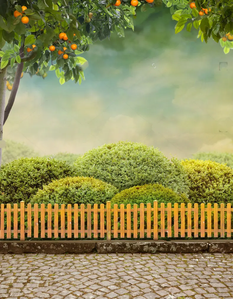 Green Fence Garden Tree Grass Floral Photo Studio Background Vinyl ...