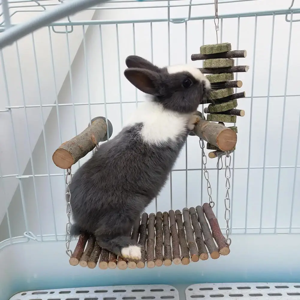 noroomaknet Wooden Branch Hamster Rabbit Bed Chinchilla Swing Squirrel ...