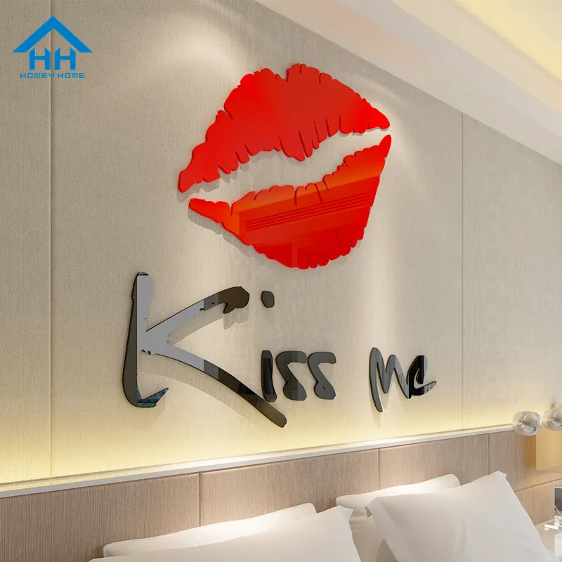 3D Lips Kiss Me Wall Stickers DIY Home Decor Creative Wall Decals ...