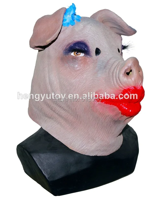 Popular Animal Funny Pig Mask with real blue flower|funny pig mask|pig ...